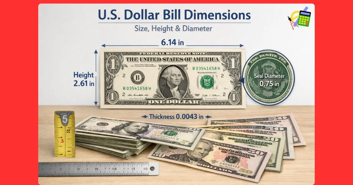 Dollar Bill Dimensions: Size, Height & Diameter